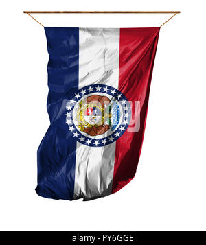 official flag of St. Louis, Missouri untied states of America at cloudy ...