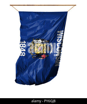 Map of Wisconsin, on black background, map with flag Stock Photo - Alamy