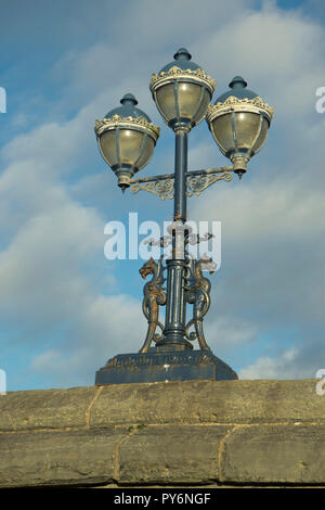 Crafted lamp post on bridge in Aberystwyth,Ceredigion,Wales Stock Photo ...
