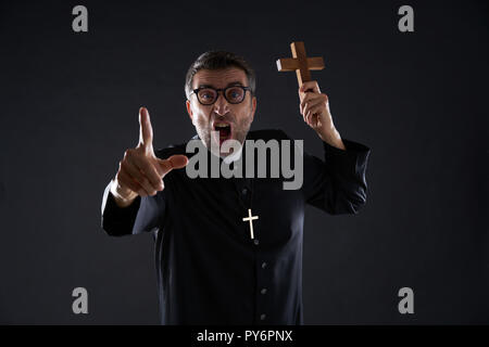 Christian praying to God and man shouting with arms raised to God, pain ...