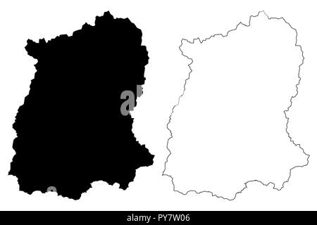 Simple outline map of Sikkim is a state of India. Stylized minimal line ...