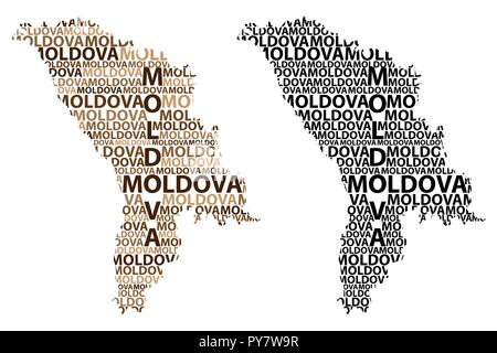 Sketch Moldova letter text map, Republic of Moldova - in the shape of ...