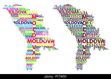 Sketch Moldova letter text map, Republic of Moldova - in the shape of ...