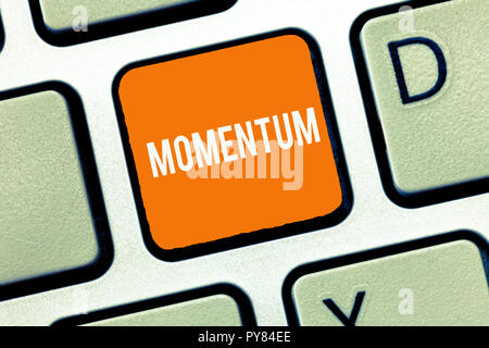 Text sign showing Momentum. Conceptual photo quantity of motion of ...