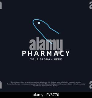 Pharmacy logo design with typography and dark background vector Stock ...