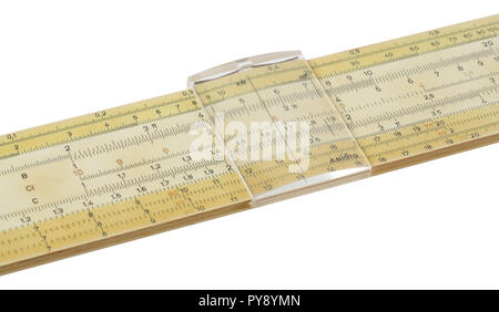 Logarithm ruler isolated on black background mechanical calculator ...