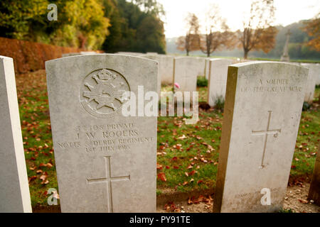 Blighty Valley war cemetery next to the battlefield of The Somme with ...