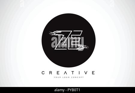 ZE Letter Design with Brush Stroke and Modern 3D Look Vector ...
