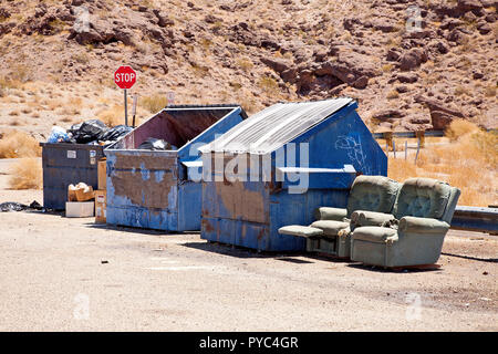 trash waste litter dump desert pollute pollution sage brush weed plant ...