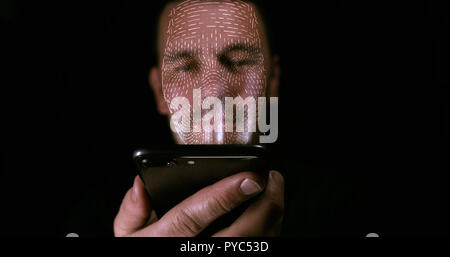 Face recognition with mesh. Cyber security concept Stock Photo - Alamy