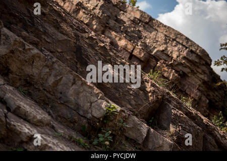 detail of layers of sediments inside of zachelmie quarry in holly cross ...