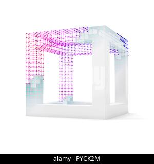 White wireframe cube Stock Photo - Alamy