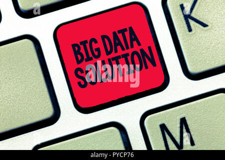 Conceptual hand writing showing Big Data Solution. Concept meaning Extracting value from huge ...