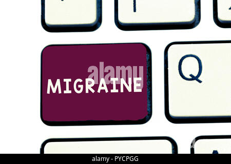 Handwriting text writing Migraine. Concept meaning recurrent throbbing ...