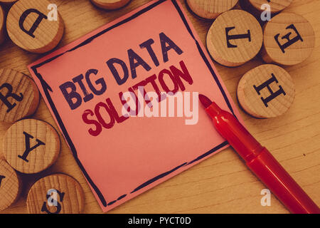 Conceptual hand writing showing Big Data Solution. Concept meaning Extracting value from huge ...