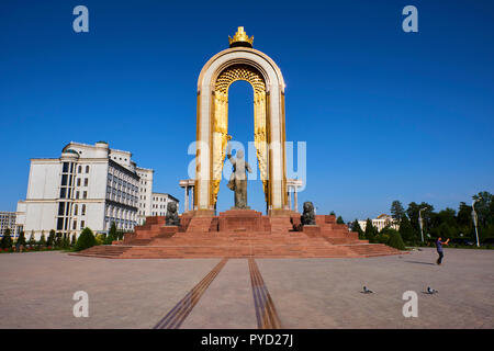 Tajikistan, Central Asia, Douchanbe, Ismail Samani Monument on Dousti ...