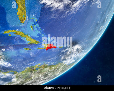 Dominican Republic on model of planet Earth with country borders and ...