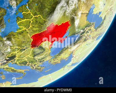 Crimea on model of planet Earth with country borders and very detailed ...