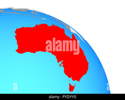Australia on simple blue political 3D globe. 3D illustration Stock ...