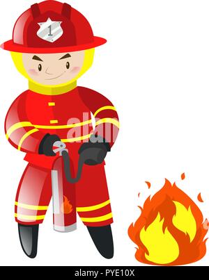 fireman putting out fire Stock Vector Image & Art - Alamy