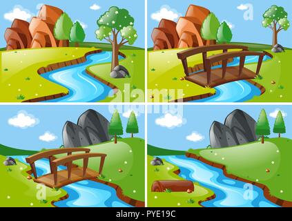 Illustration of a field with river run through Stock Vector Image & Art ...