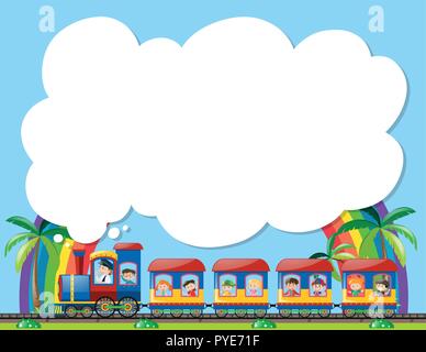 Border design with children on the train illustration Stock Vector ...