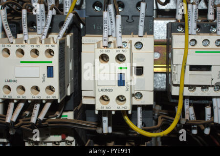 electrical elements in a electrical cabinet Stock Photo - Alamy