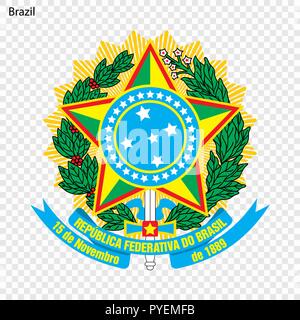 Brazil coat of arms and flag, official symbols of the nation Stock ...