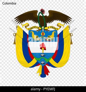 Colombia coat of arms and flag, official symbols of the nation Stock ...