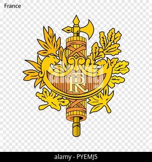 France, official coat of arms and flag, European Union, vector ...
