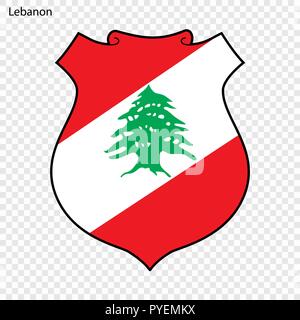 Lebanon official national flag and coat of arms, middle east, vector ...