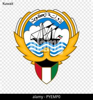 Kuwait official national flag and coat of arms, asiatic country, vector ...