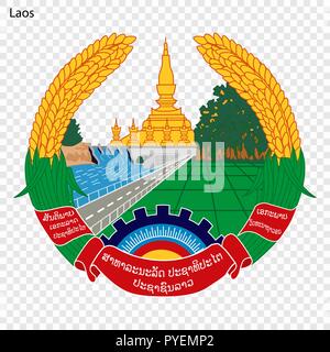 Laos official national flag and coat of arms, asiatic country, vector ...