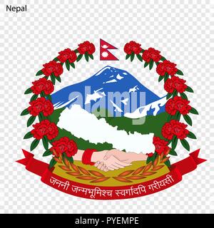 Nepal official national flag and coat of arms, asiatic country, vector ...