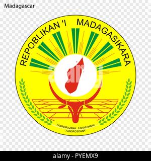 Madagascar official national flag and coat of arms, africa, vector ...