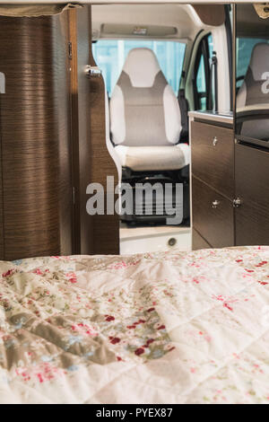 detailed view of white and brown caravan interior, switzerland Stock ...