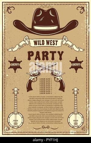 COUNTRY MUSIC BANNER American Cowboy Western Festival Vector ...