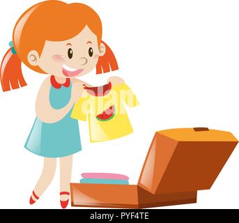 Cartoon little girl folding a clothes Stock Vector Image & Art - Alamy