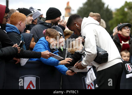 Ryan Sessegnon of Fulham arrives at stadium ahead of the Premier League ...