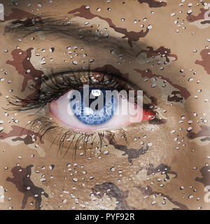 Desert army camouflage on angry soldier face Stock Photo - Alamy