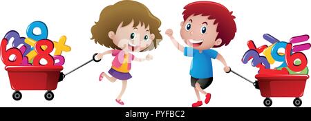 Boy and girl counting numbers illustration Stock Vector Image & Art - Alamy