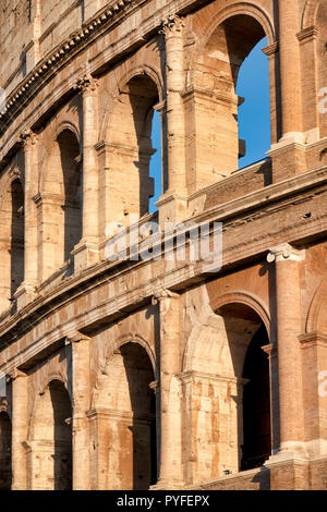 Detail of Colosseum in Rome (Roma), Italy. Also named Coliseum, this is ...