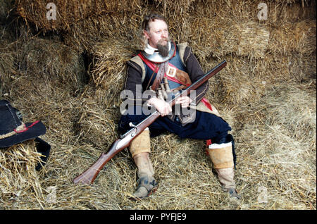 English Civil War musketeer, 17th century, historical re-enactment ...