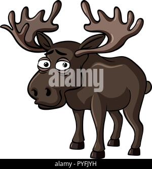 A cartoon illustration of a moose with a sad expression Stock Vector ...