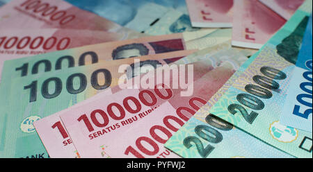 colorful Indonesia banknotes stacked Stock Photo - Alamy