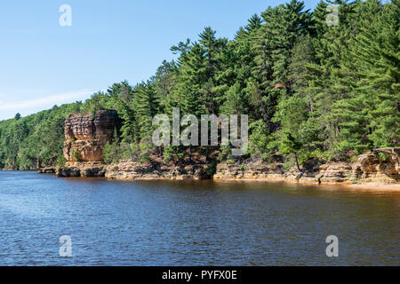 Eroded rock formations that make the Wisconsin Dells a tourist ...