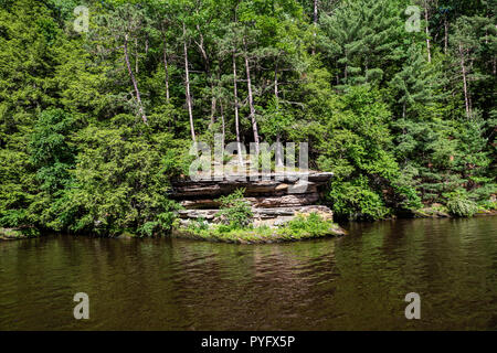 Eroded rock formations that make the Wisconsin Dells a tourist ...