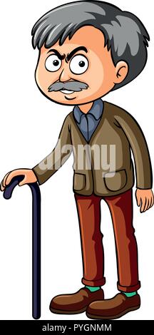 Cartoon stick man illustration of angry grumpy business man Stock ...