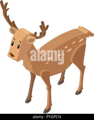 Cute deer icon over white background, blue line design. vector ...