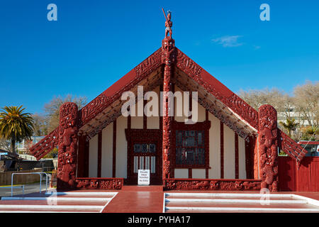 Maori meeting house, Ohinemutu, Rotorua, North island, New Zealand ...